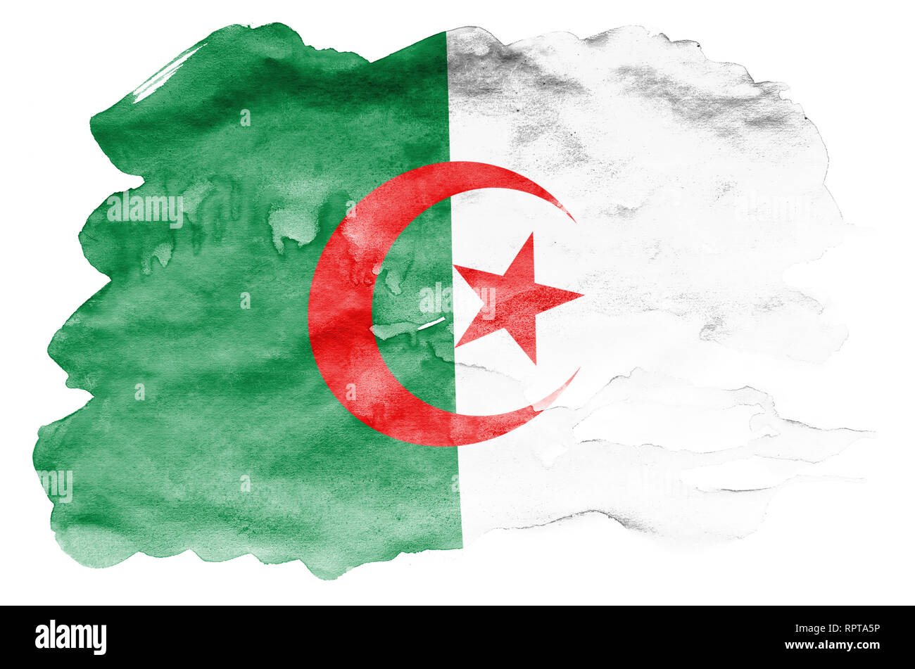 Algeria flag is depicted in liquid watercolor style isolated on white ...