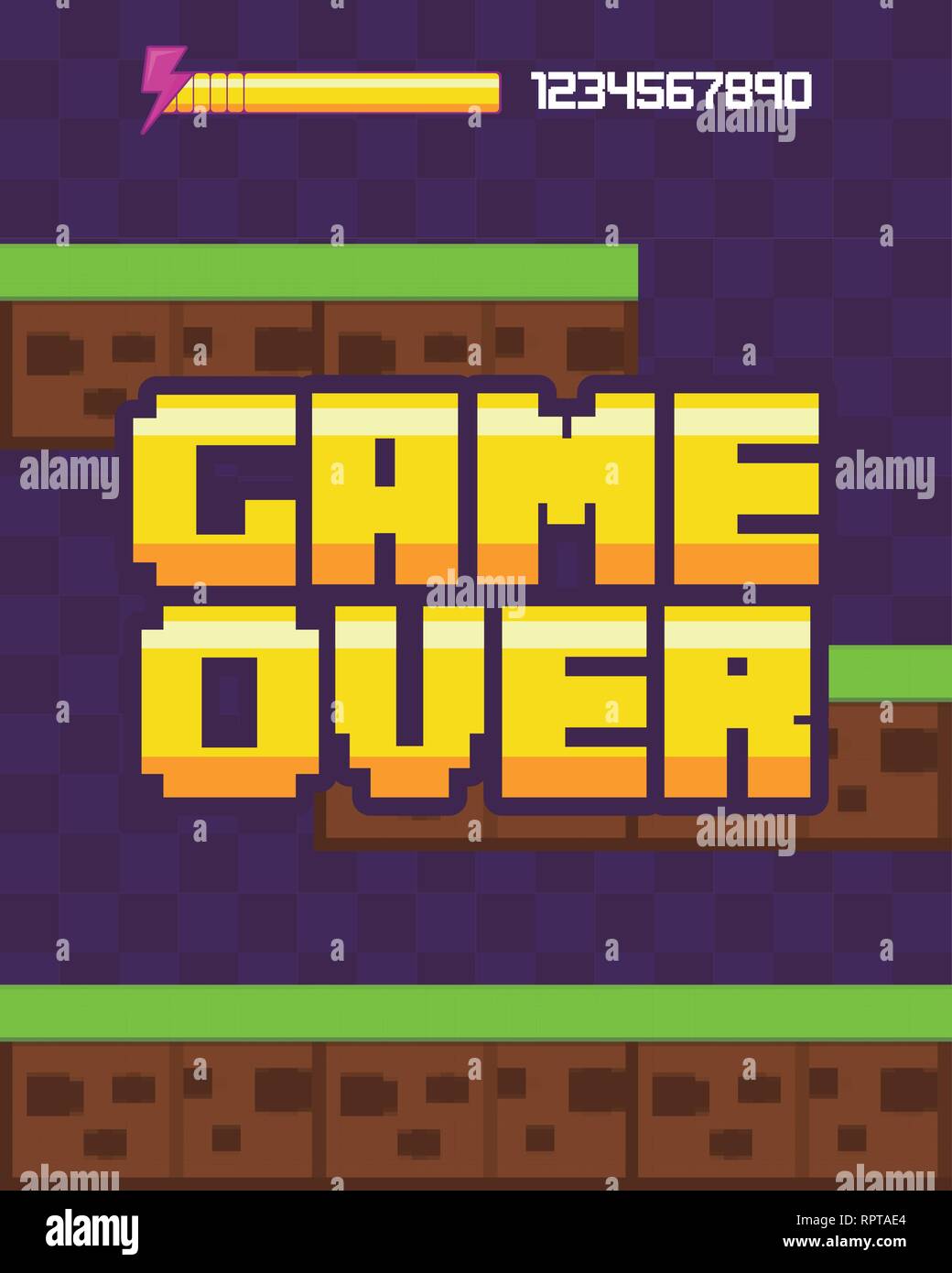 classic video game over scene character vector illustration design ...