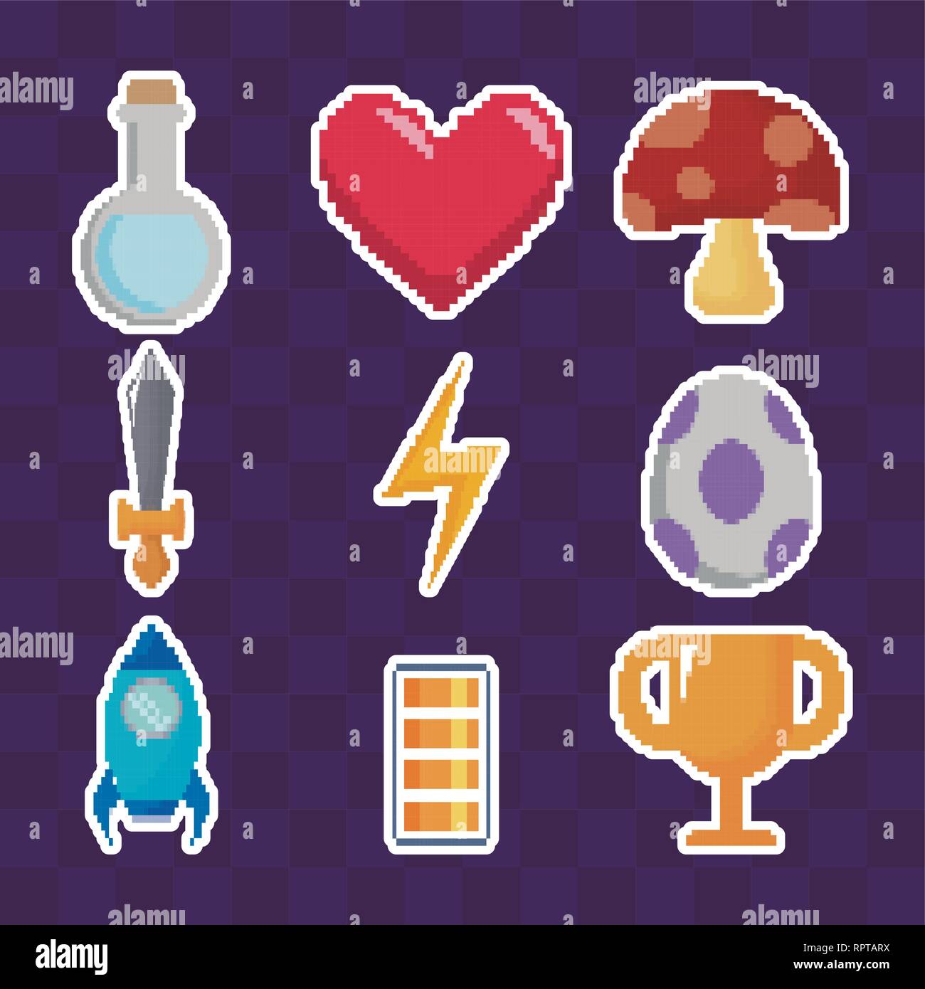 Pixelated video game icons Stock Vector Images - Alamy