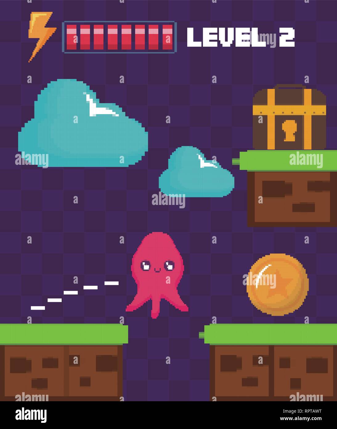 classic video game scene with treasure chest vector illustration design ...
