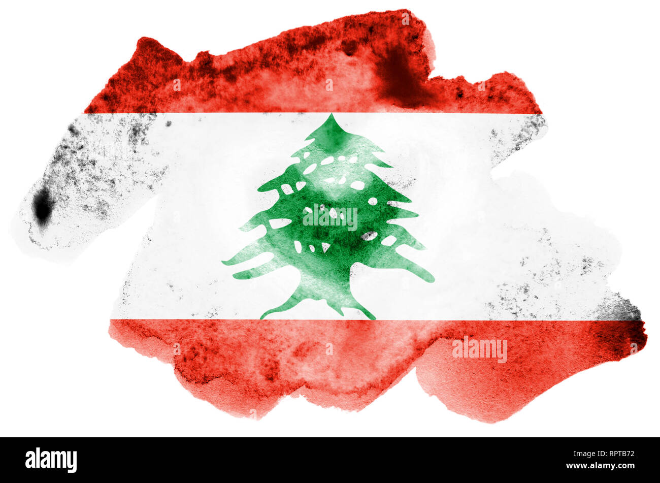Lebanon flag is depicted in liquid watercolor style isolated on white ...