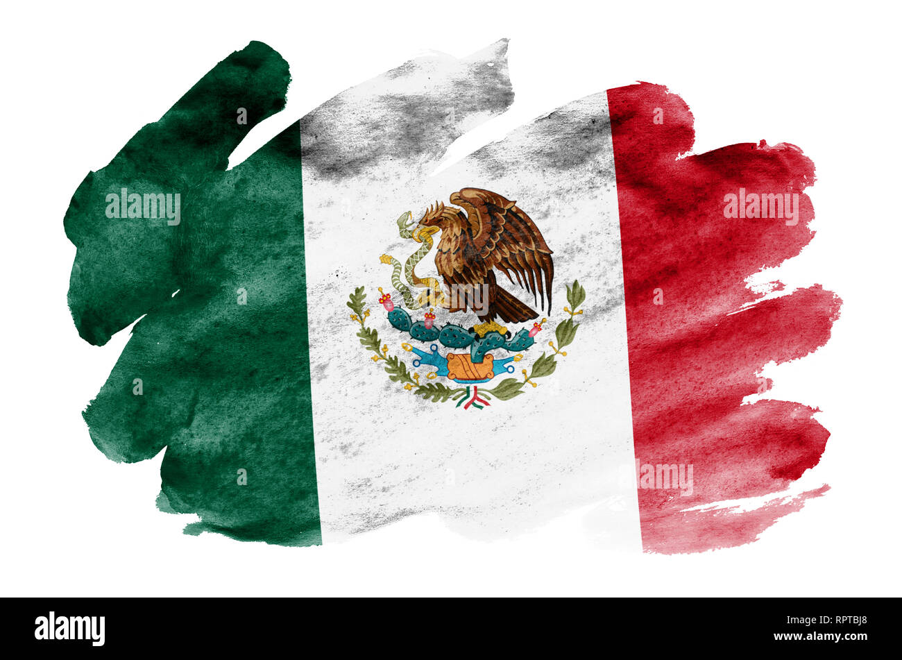 Mexico flag is depicted in liquid watercolor style isolated on white ...