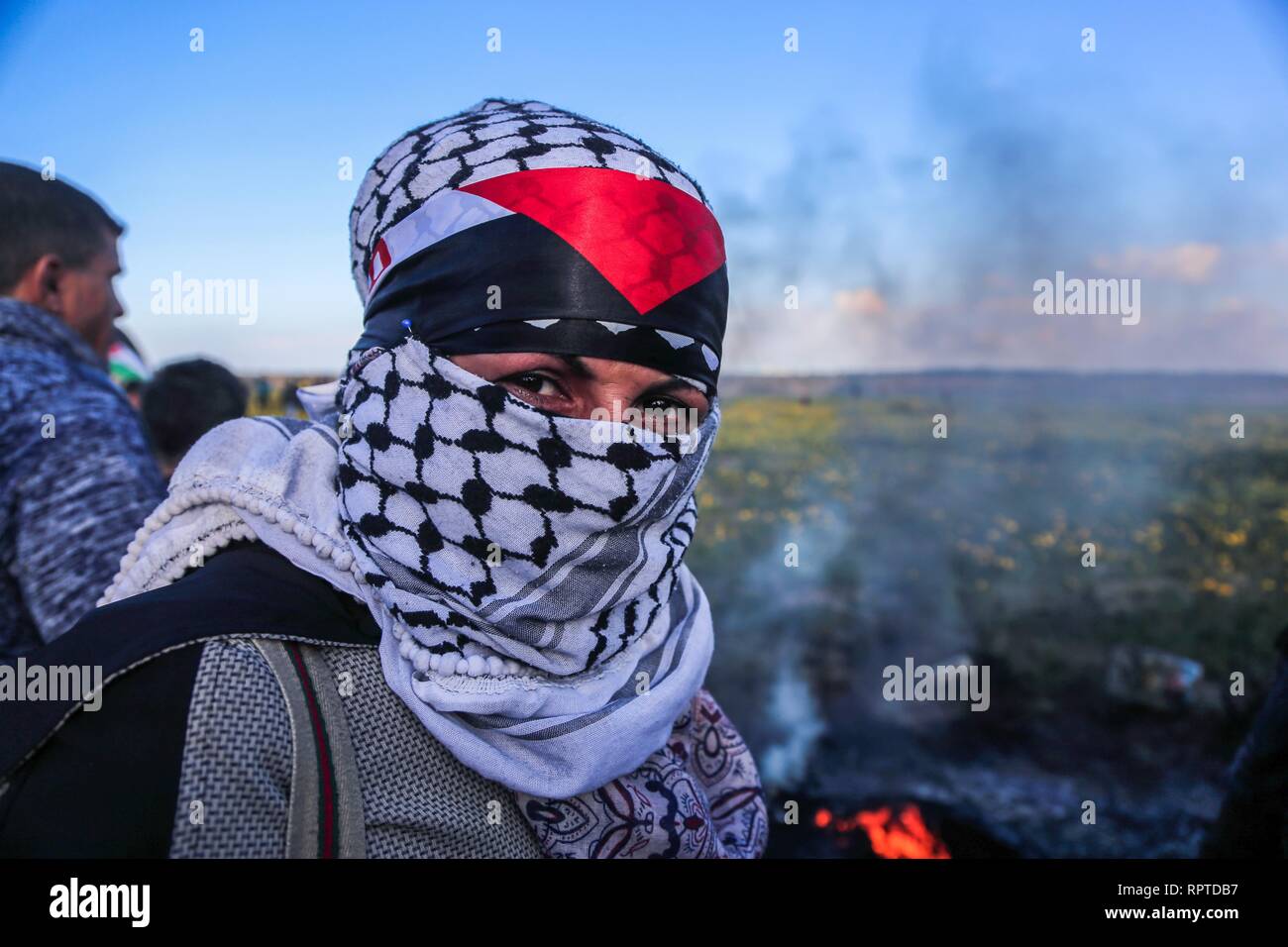 Palestinian protester wearing mask in hi-res stock photography and ...