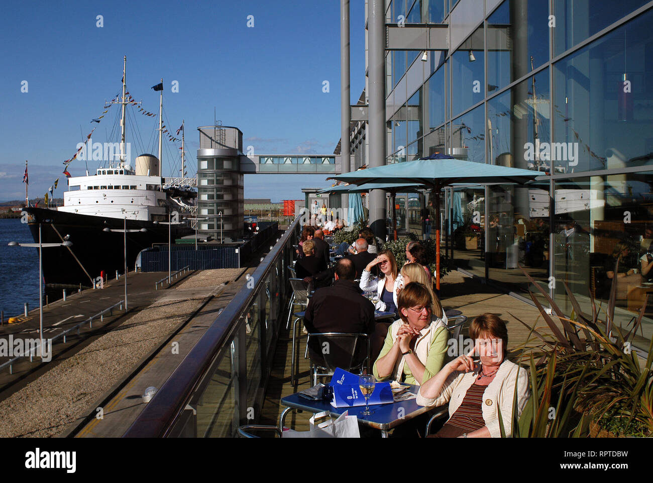 Royal Yacht Britannia, from Ocean Drive Mall terrace, Leith, Edinburgh ...