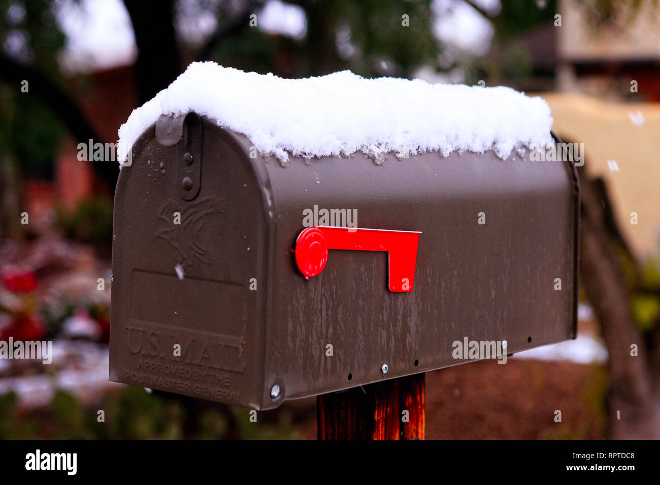 US Mail box with a topping of snow in Tucson Arizona Stock Photo - Alamy