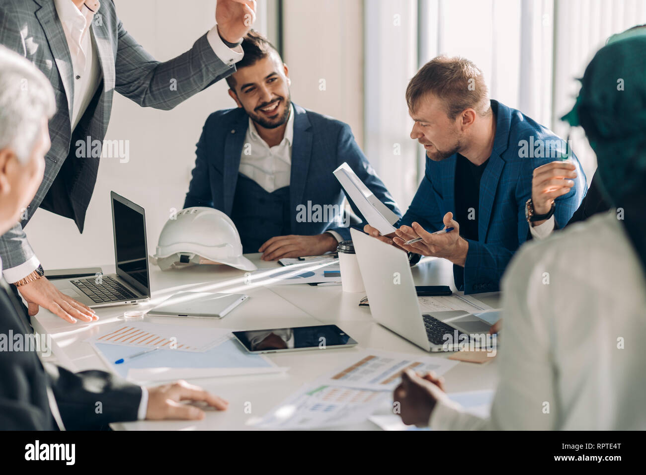 startup business, creative multiethnic business people of different age ...