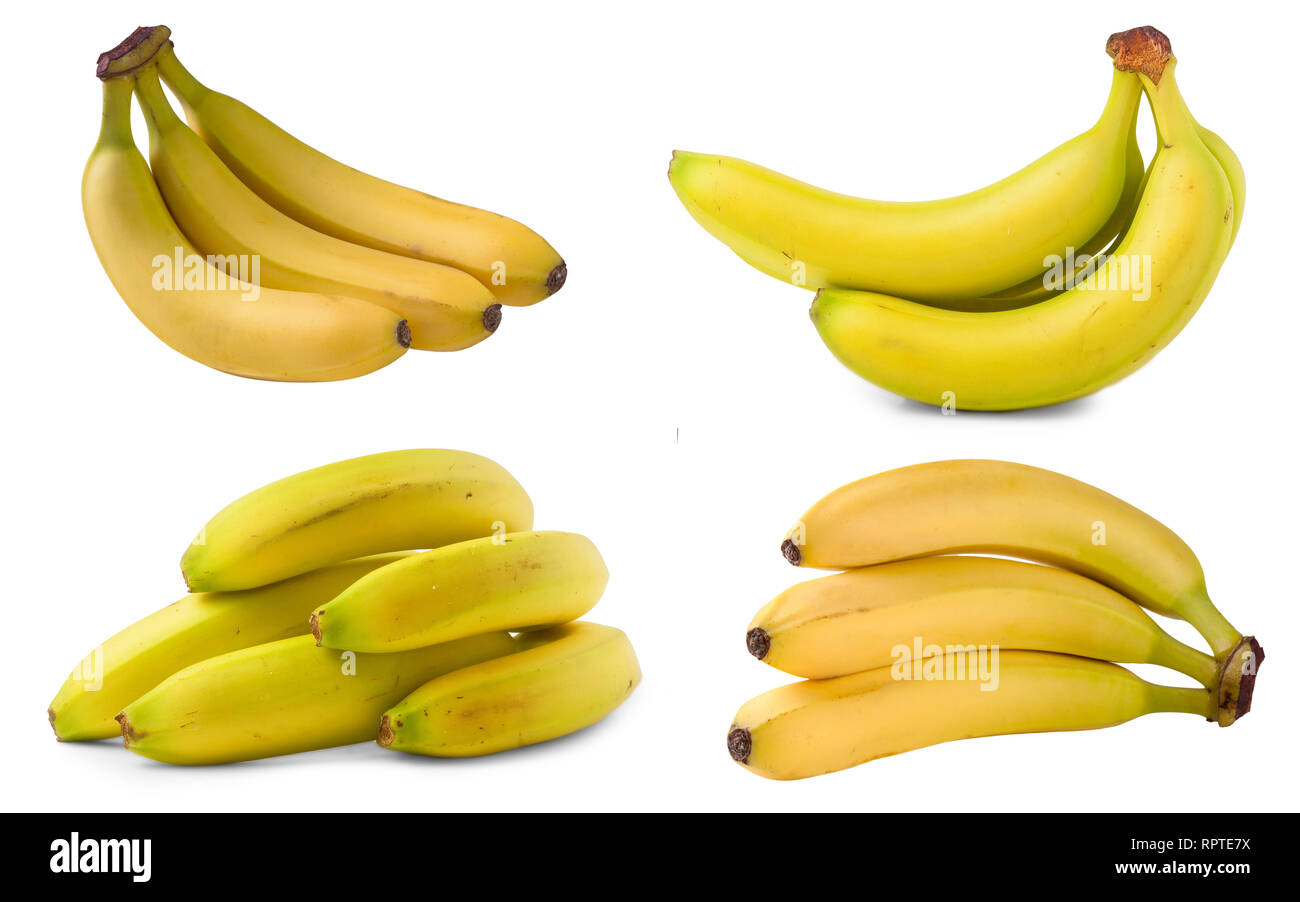 bunch of bananas on white background. Set or collection Stock Photo - Alamy