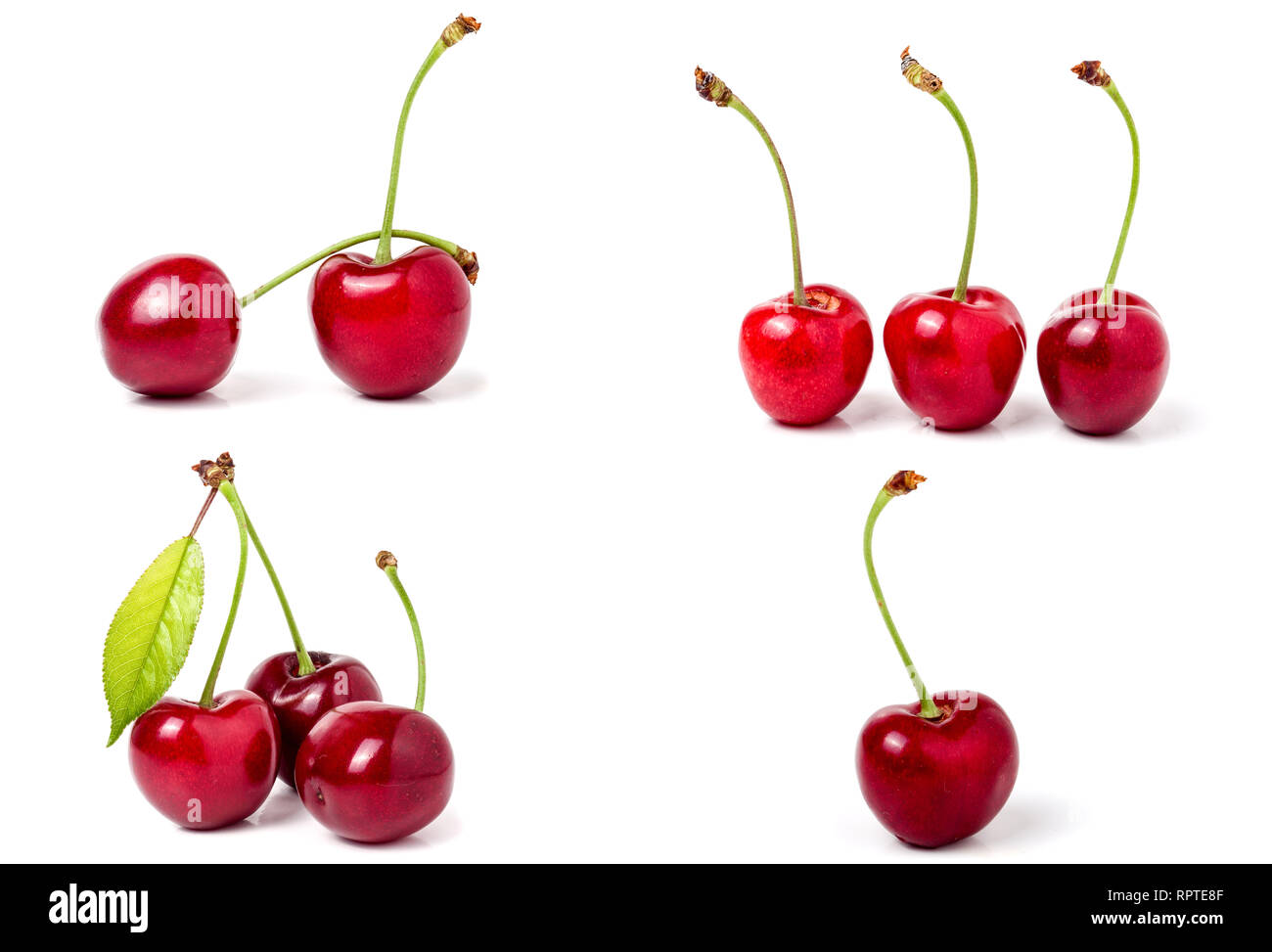Red sweet cherry isolated on white background. Collection or set Stock ...