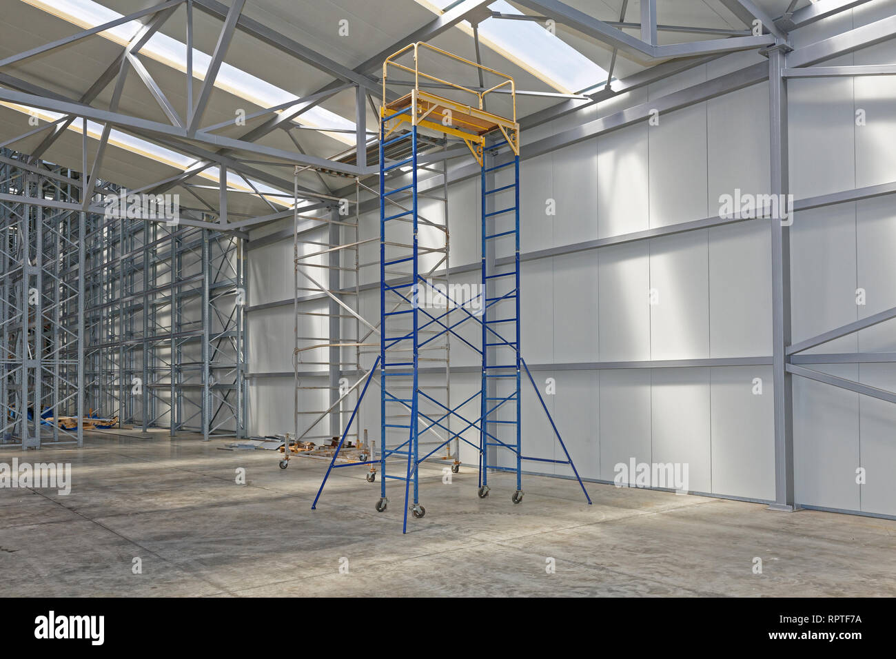 Movable Scaffolding Tower Platform in Distribution Warehouse Stock ...
