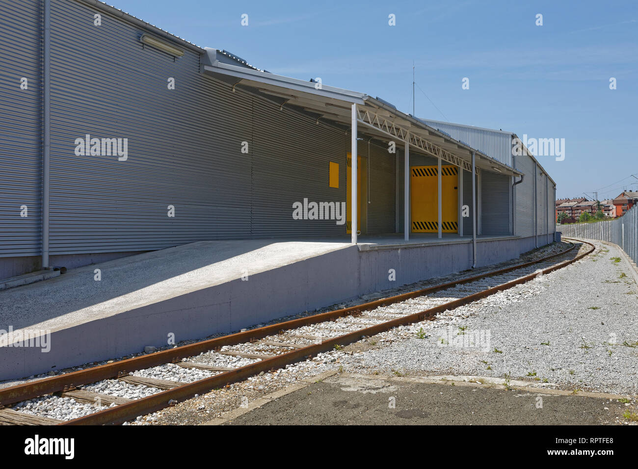 Loading Dock With Railway Track at Distribution Warehouse Stock Photo ...
