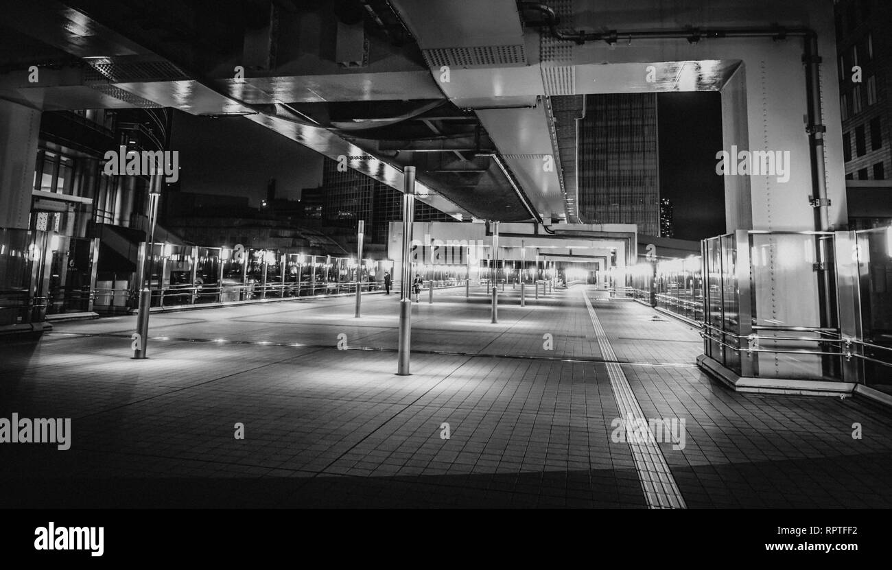 Modern Shimbashi Station in Tokyo at night - impressive architecture ...