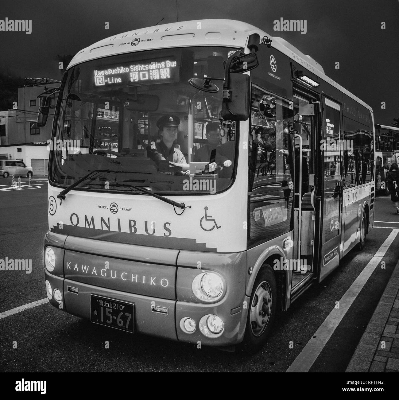 Kawaguchiko sightseeing bus Black and White Stock Photos & Images - Alamy