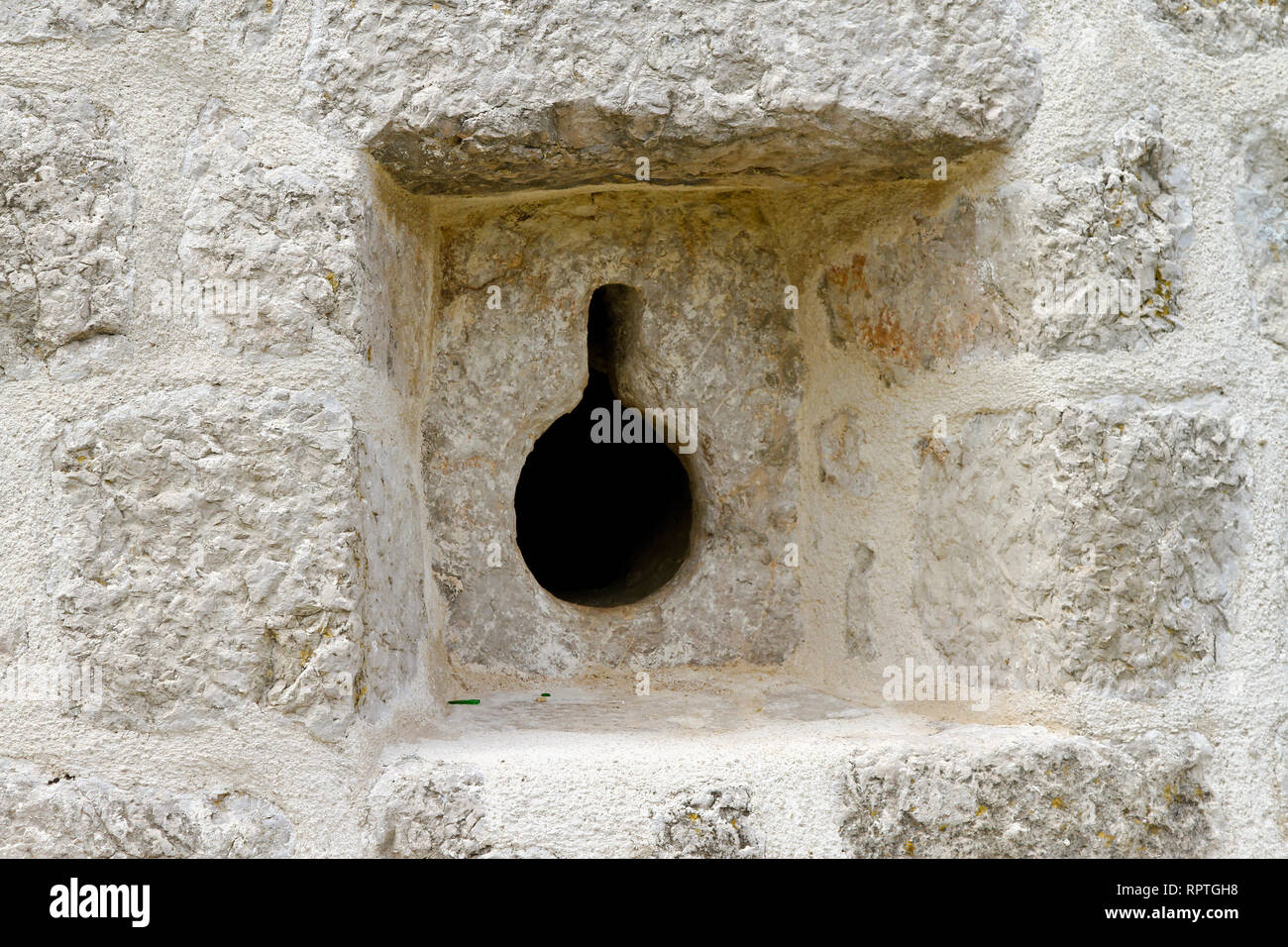 Loophole in wall at medieval castle fortification Stock Photo - Alamy