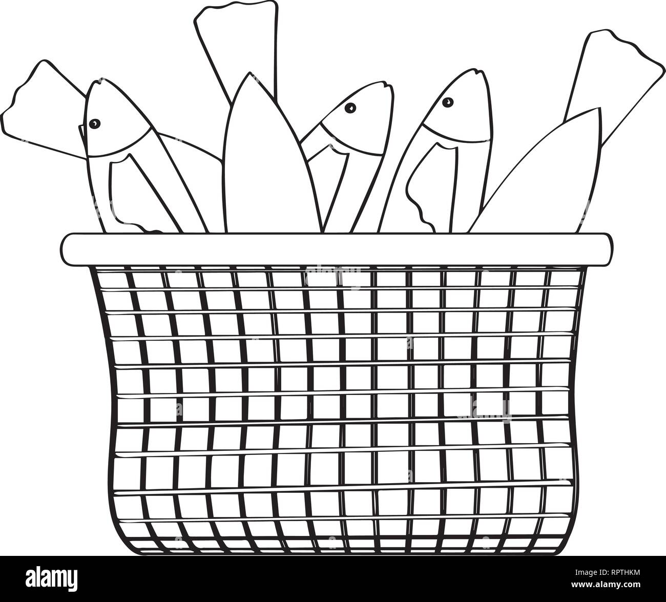 Outline of a basket with fishes Stock Vector Image & Art - Alamy