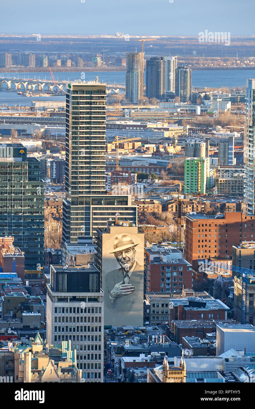 MONTREAL, CANADA - JANUARY 1, 2019 : Scenic view of downtown Montreal ...