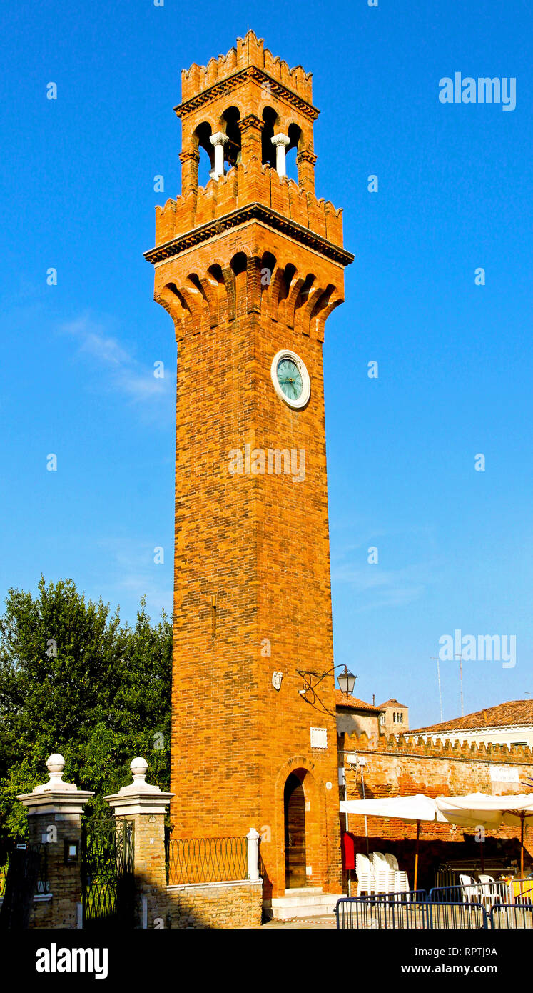 Old clock tower on Murano city square Stock Photo - Alamy