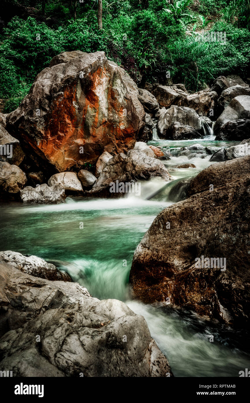 River below Leuwi Hejo Waterfall, Sentul, West Java, Indonesia Stock ...