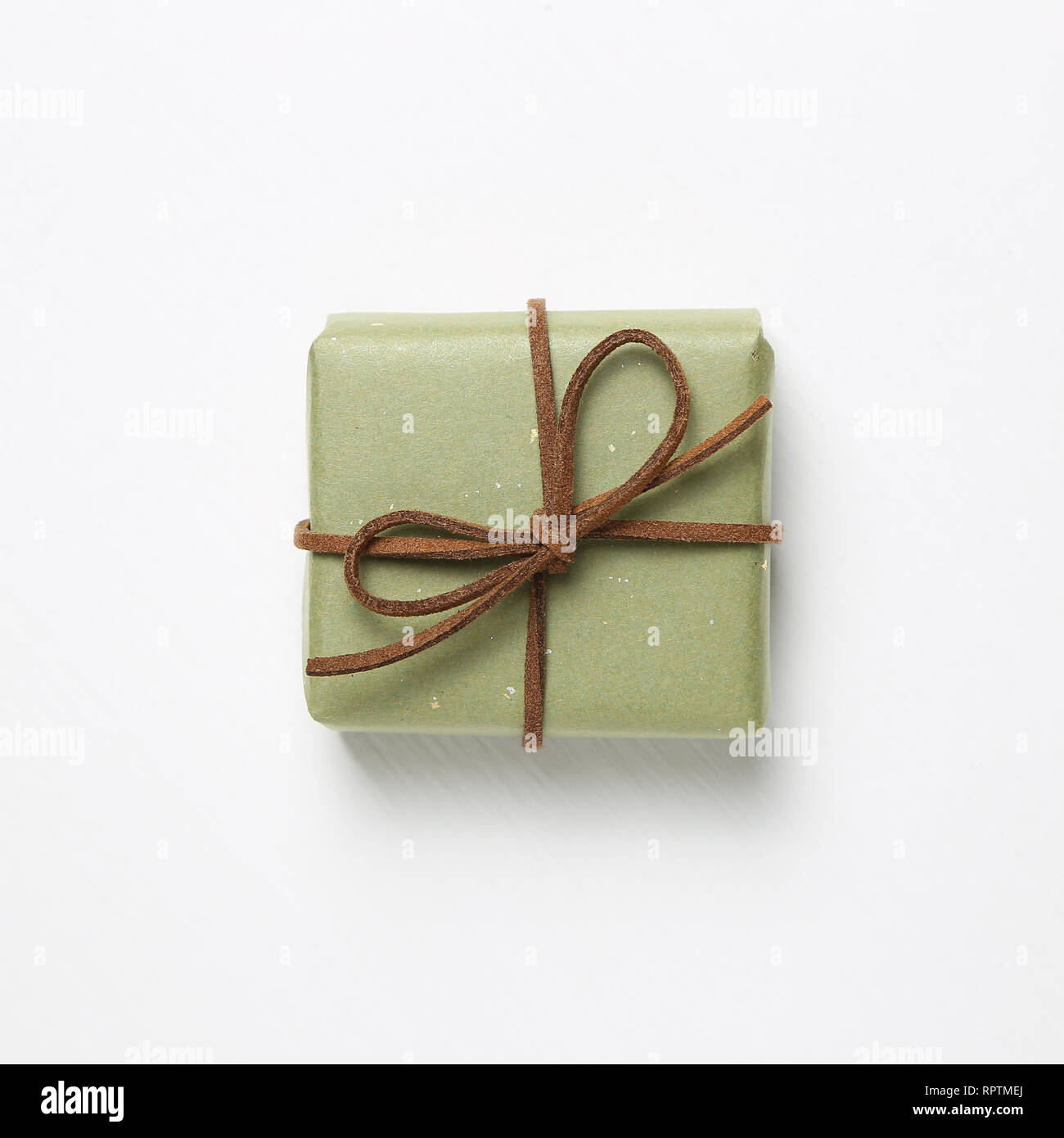 Khaki gift box isolated on white background Stock Photo - Alamy