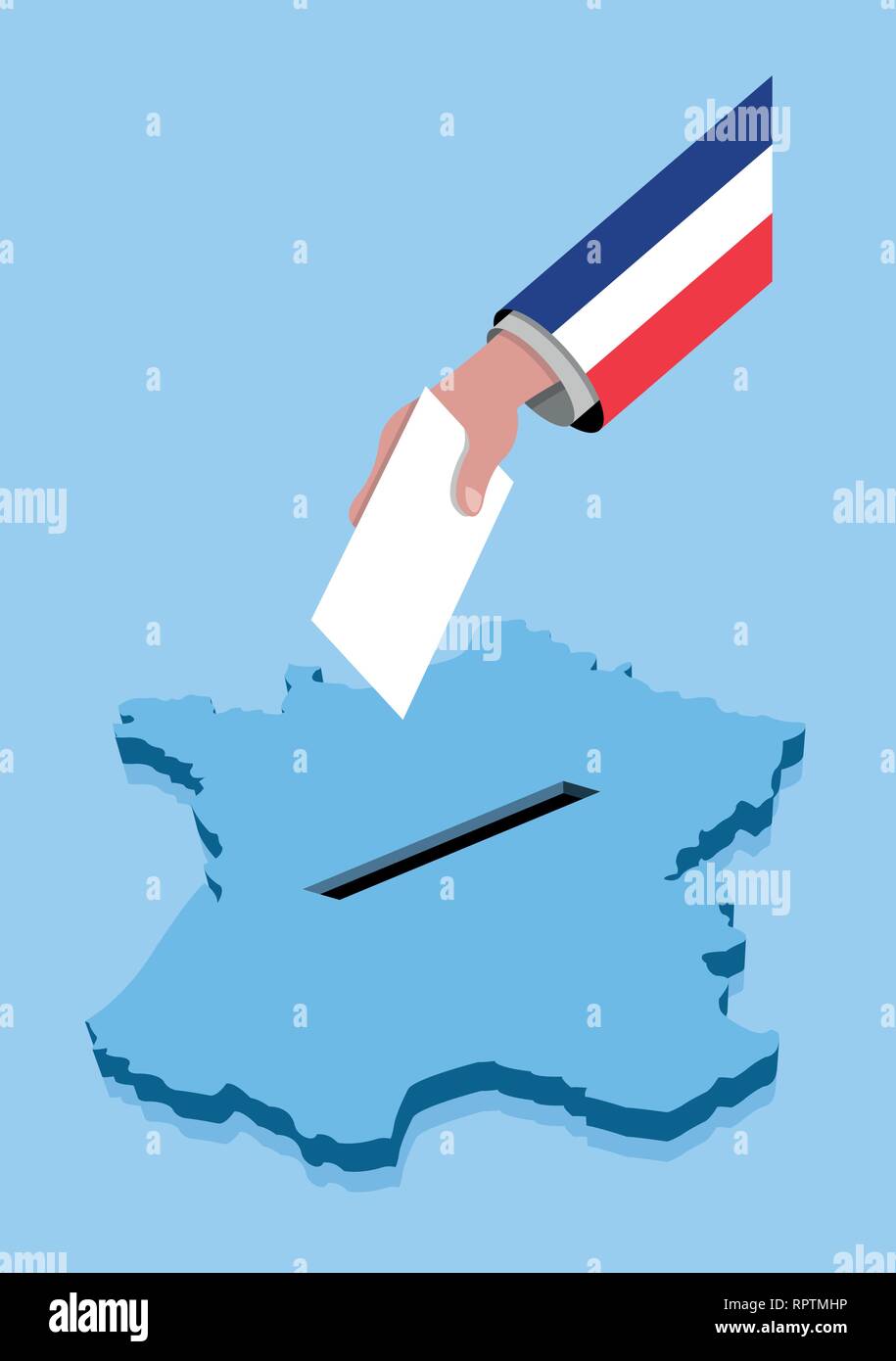 Vote for French election over a France map. All the objects, shadows ...