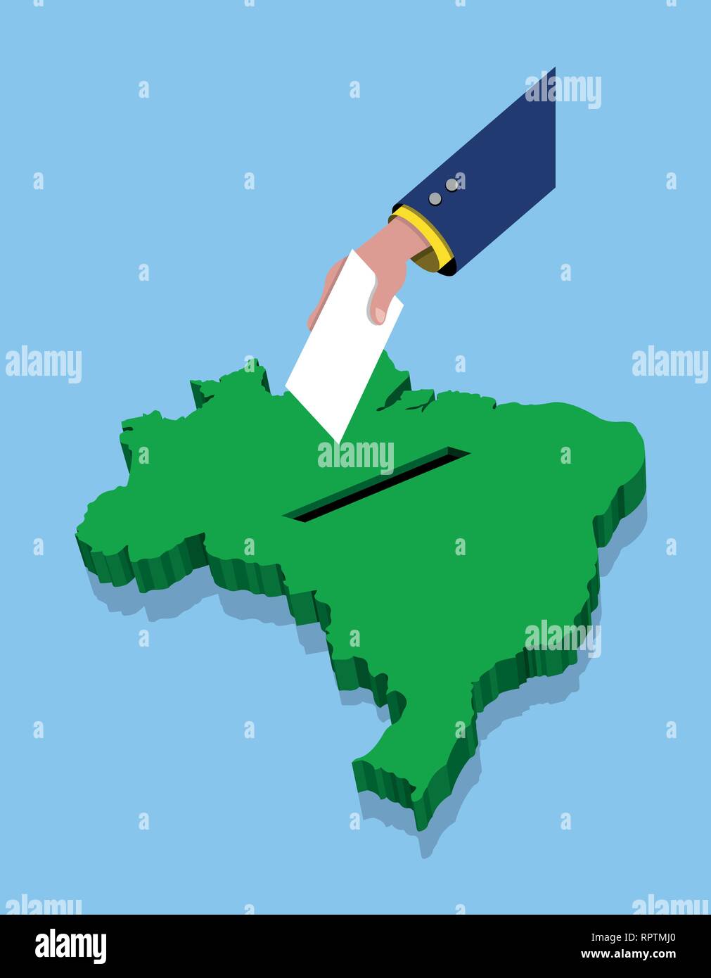 Vote for Brazilian election over a Brazil map. All the objects, shadows ...