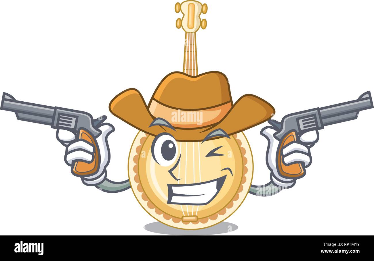 Cowboy old banjo in the shape mascot Stock Vector Image & Art - Alamy