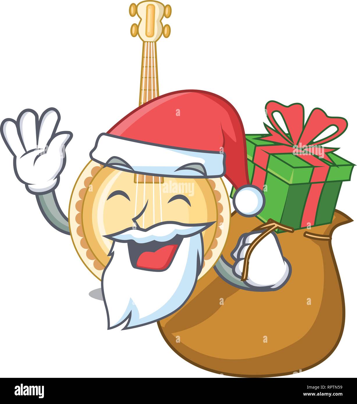 Santa with gift miniature banjo in the cartoon shapes Stock Vector ...