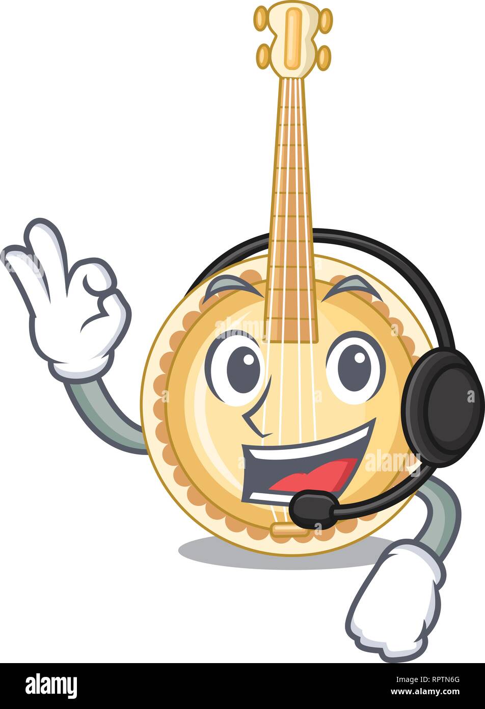 With headphone miniature banjo in the cartoon shapes Stock Vector Image ...