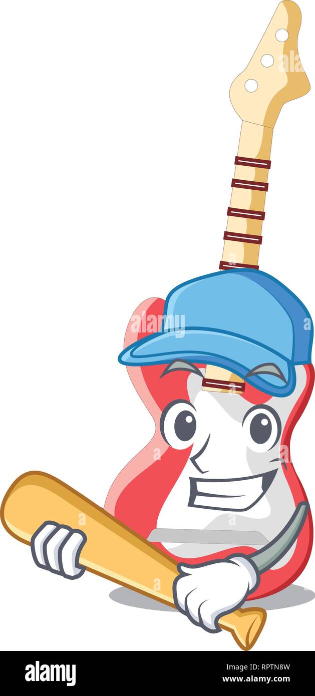 Playing baseball miniature guitar electric in the cartoon shapes Stock ...