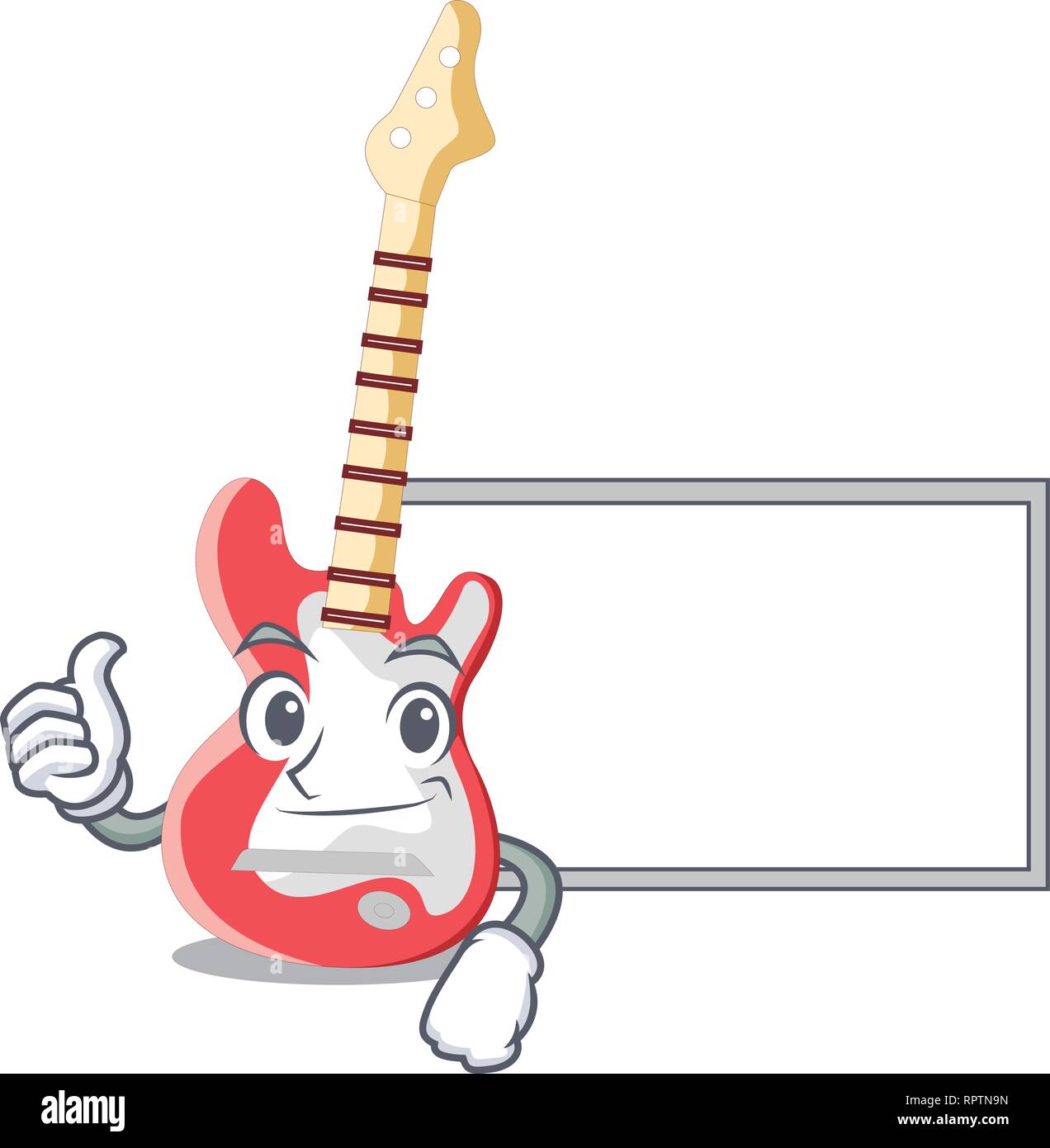 Thumbs up with board miniature guitar electric in the cartoon shapes ...