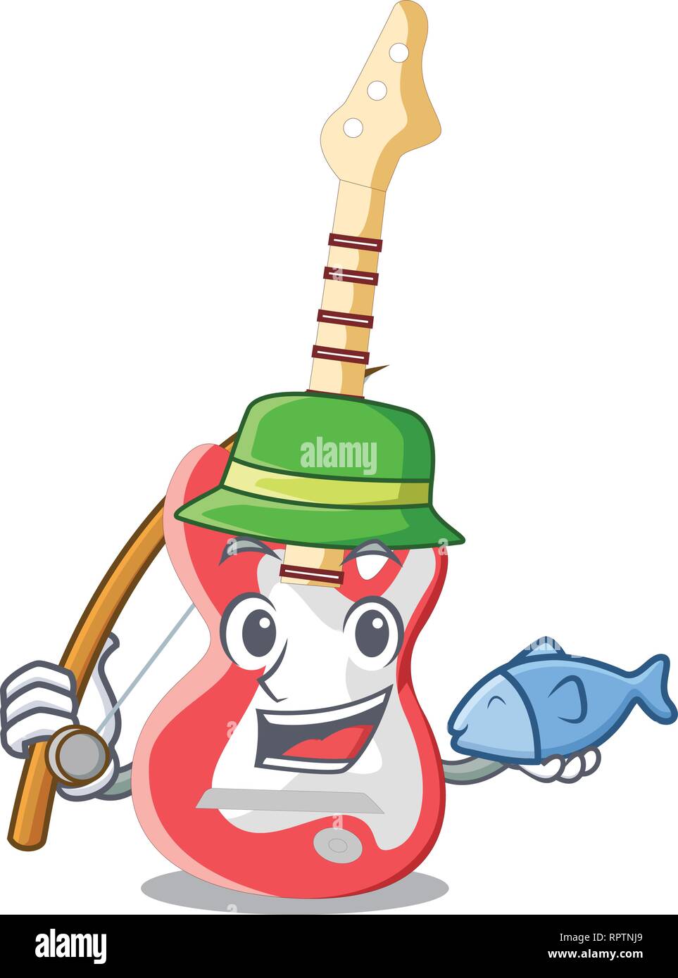 Fishing character electric guitar in wooden shape Stock Vector Image ...