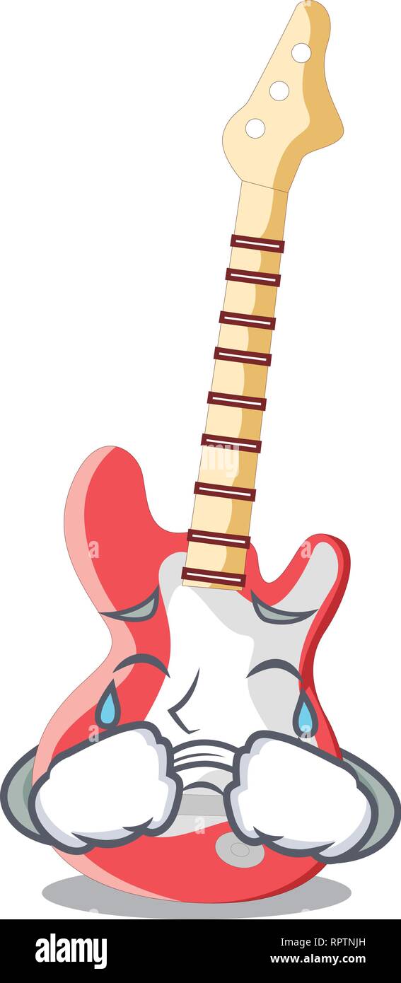 Crying character electric guitar in wooden shape Stock Vector Image ...