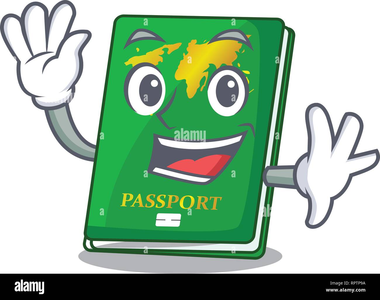 Waving green passport in the cartoon shape Stock Vector Image & Art - Alamy