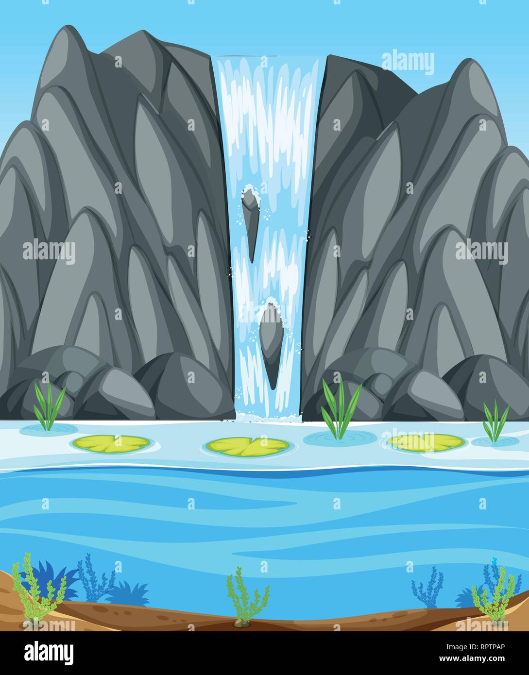 A simple waterfall scene illustration Stock Vector Image & Art - Alamy