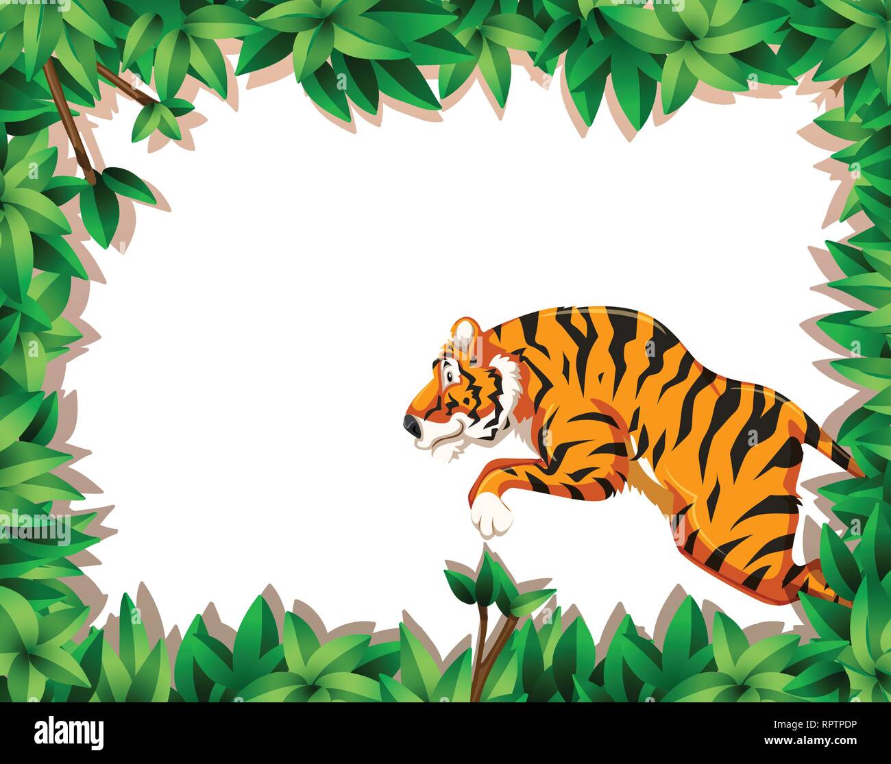 Jumping tiger nature scene illustration Stock Vector Image & Art - Alamy