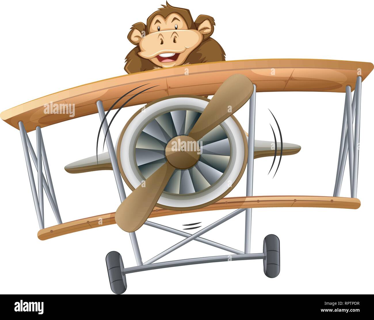 A monkey riding classic airplane illustration Stock Vector Image & Art ...