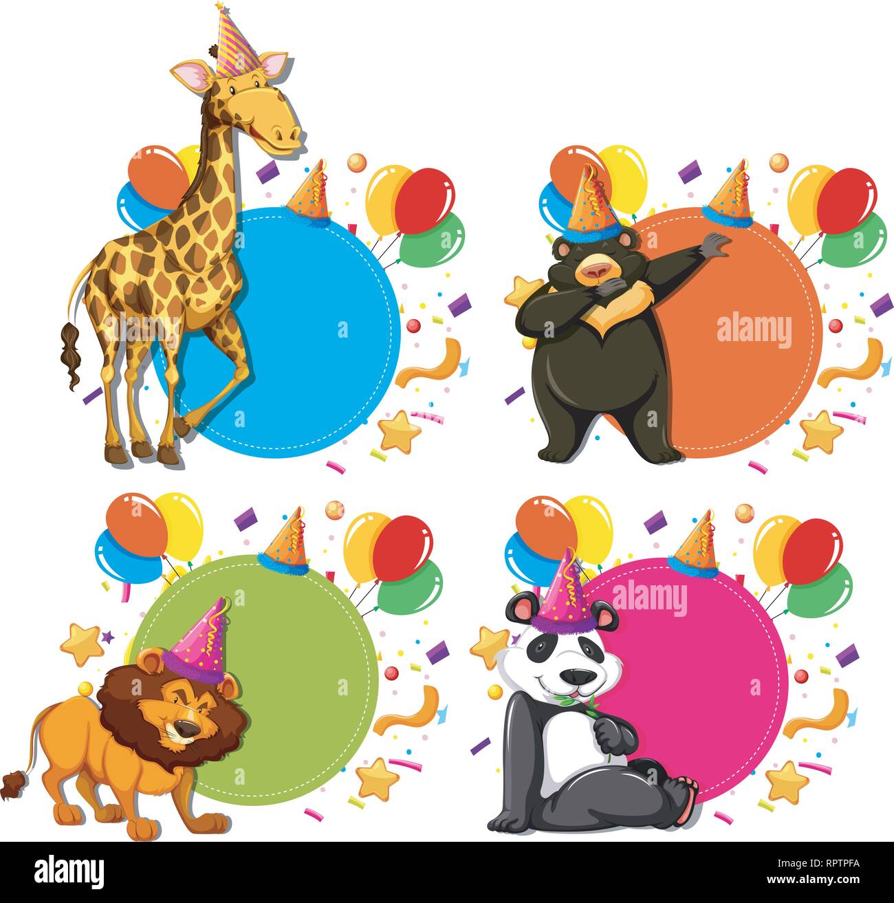 Set of animal celebration concepts illustration Stock Vector Image ...