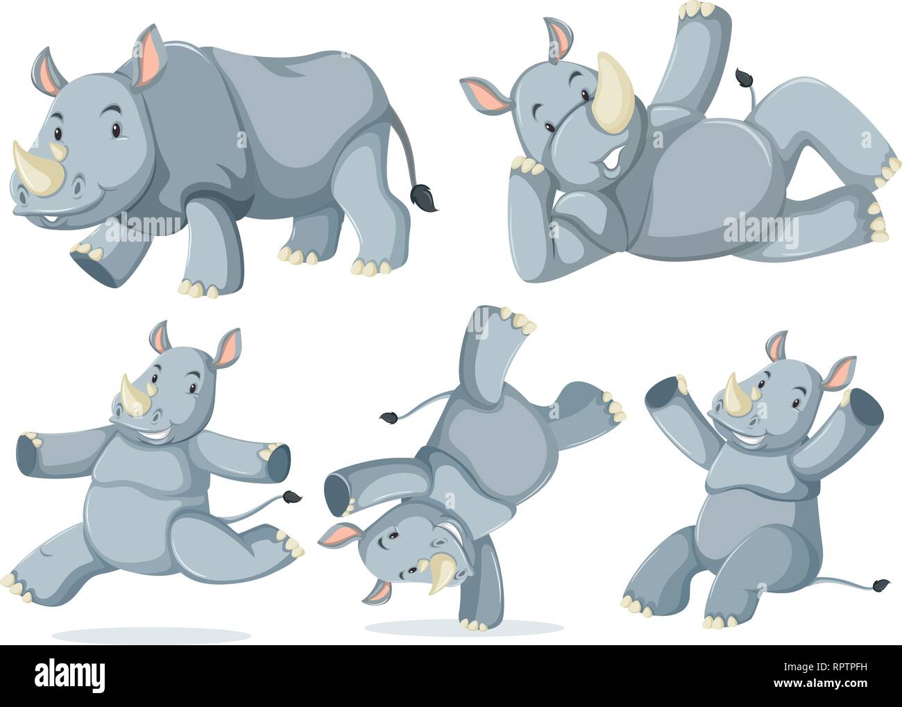 Set of cute rhinos illustration Stock Vector Image & Art - Alamy