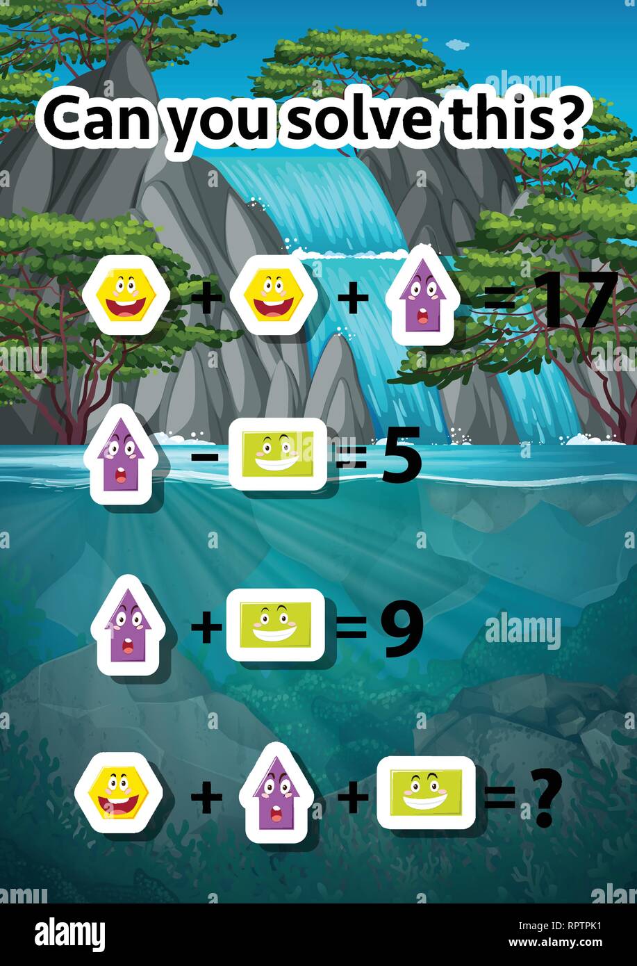 Can you solve this waterfall scene illustration Stock Vector Image ...