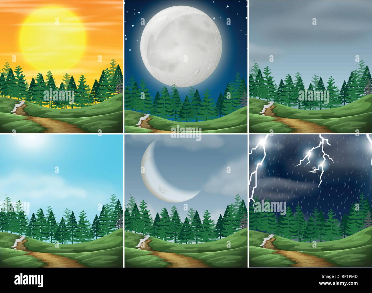 Set of different nature scenes illustration Stock Vector Image & Art ...