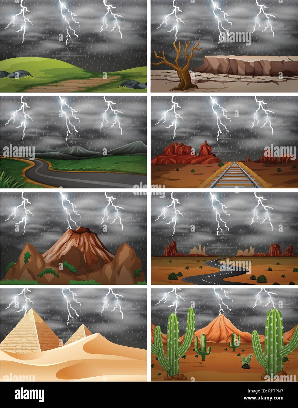 Set of different storm scenes illustration Stock Vector Image & Art - Alamy