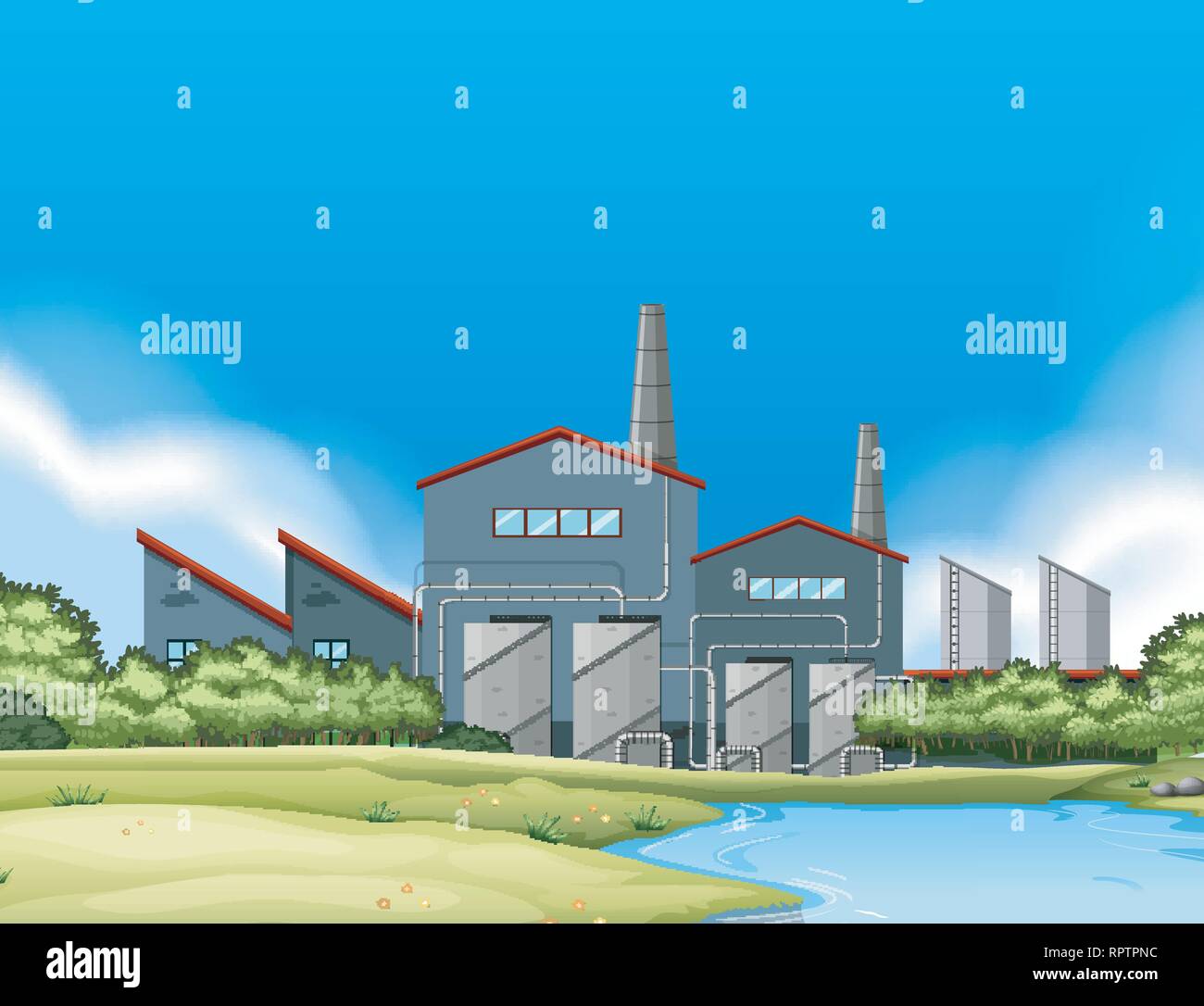 A factory building in nature illustration Stock Vector Image & Art - Alamy