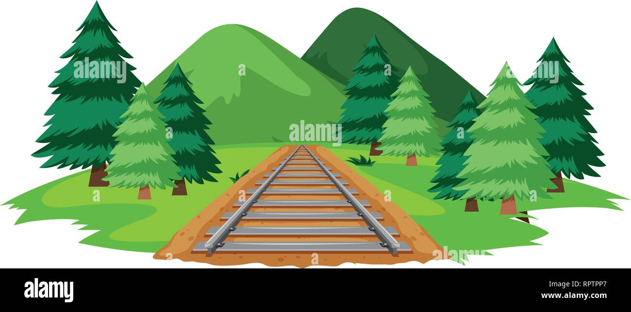 A train track in nature illustration Stock Vector Image & Art - Alamy