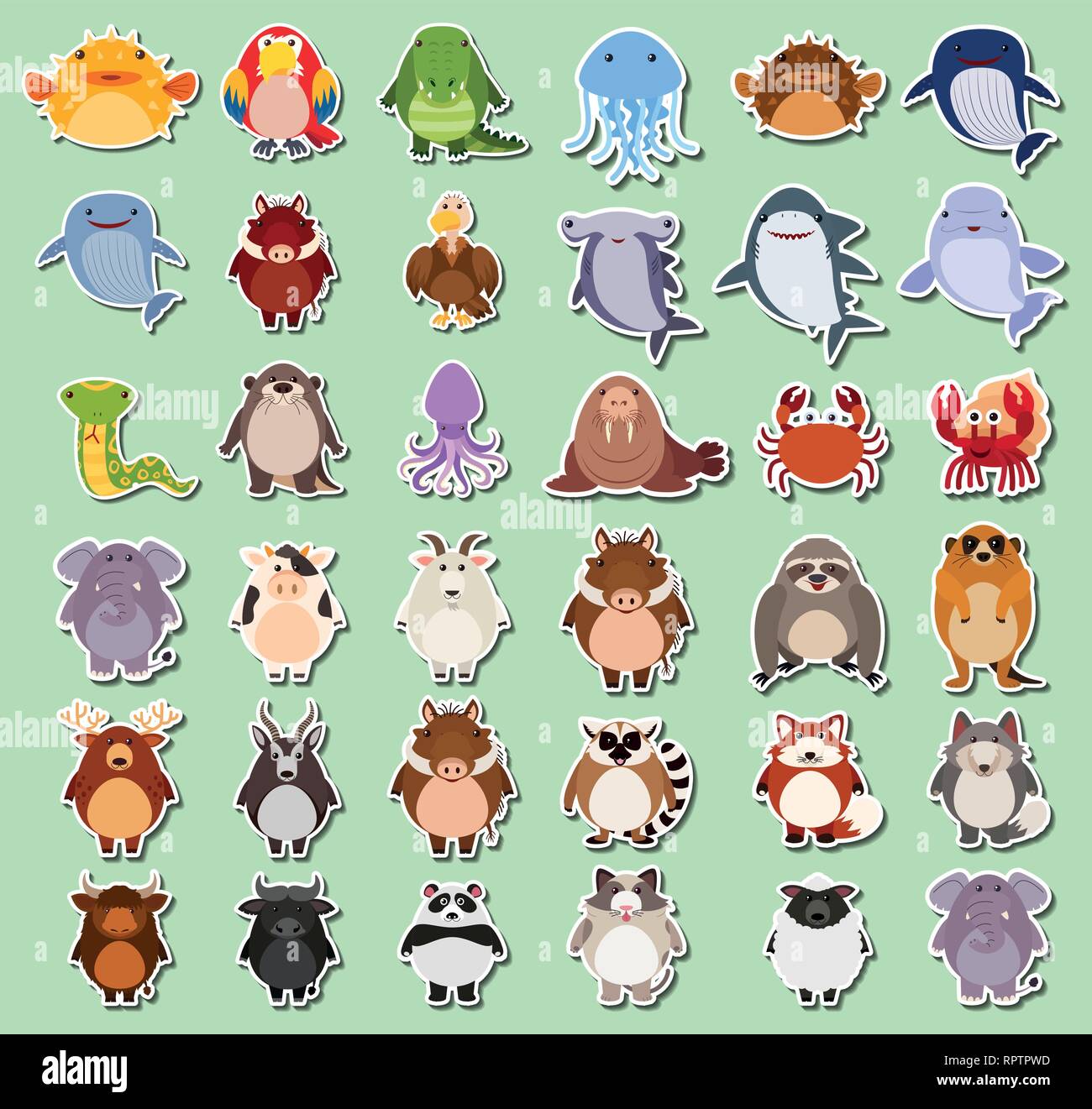 Set of animals sticker illustration Stock Vector Image & Art - Alamy