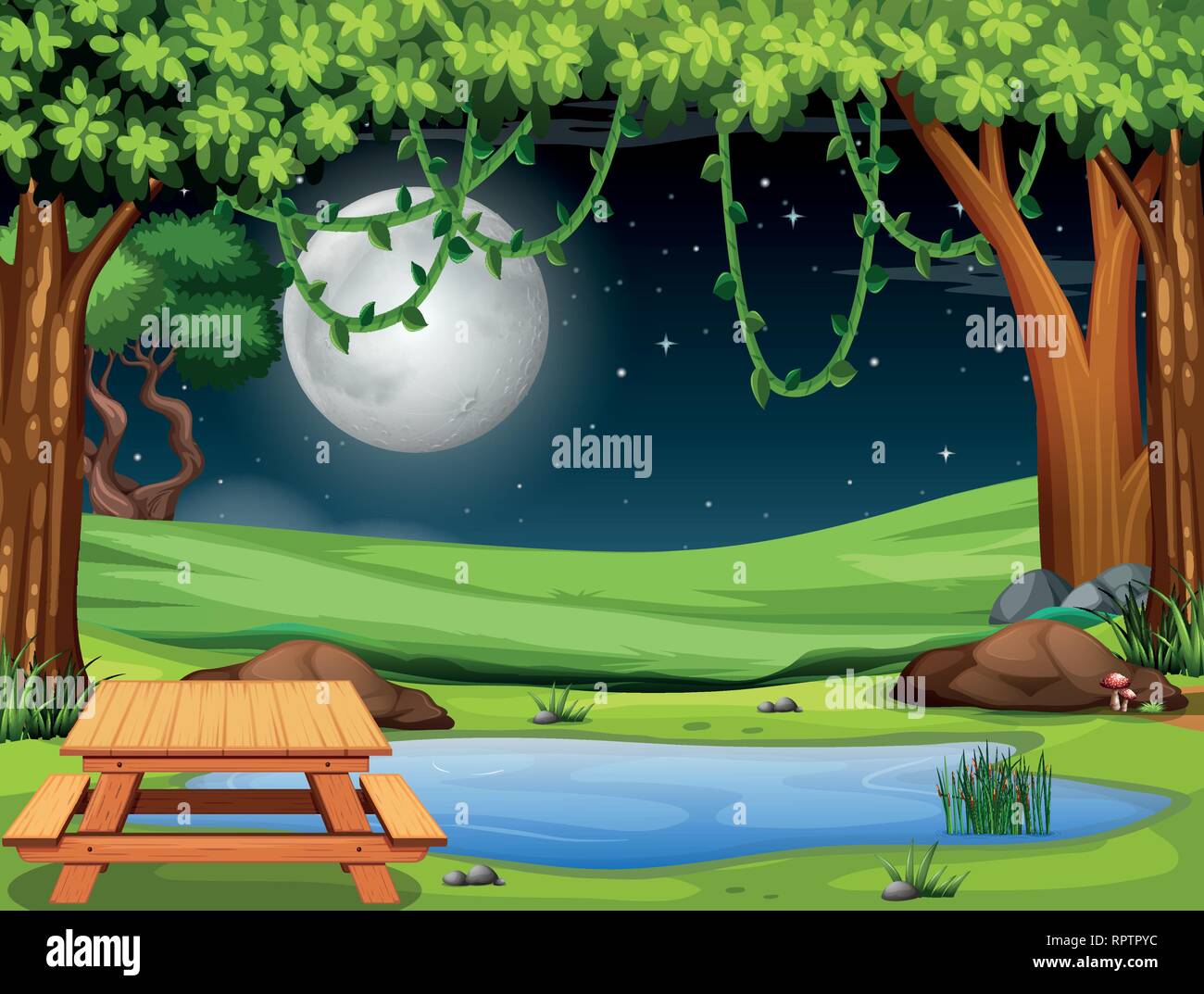 A nature scene at night illustration Stock Vector Image & Art - Alamy