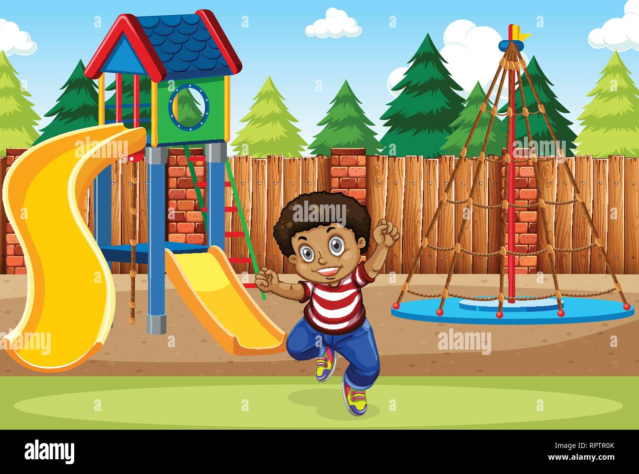 Young boy in playground illustration Stock Vector Image & Art - Alamy