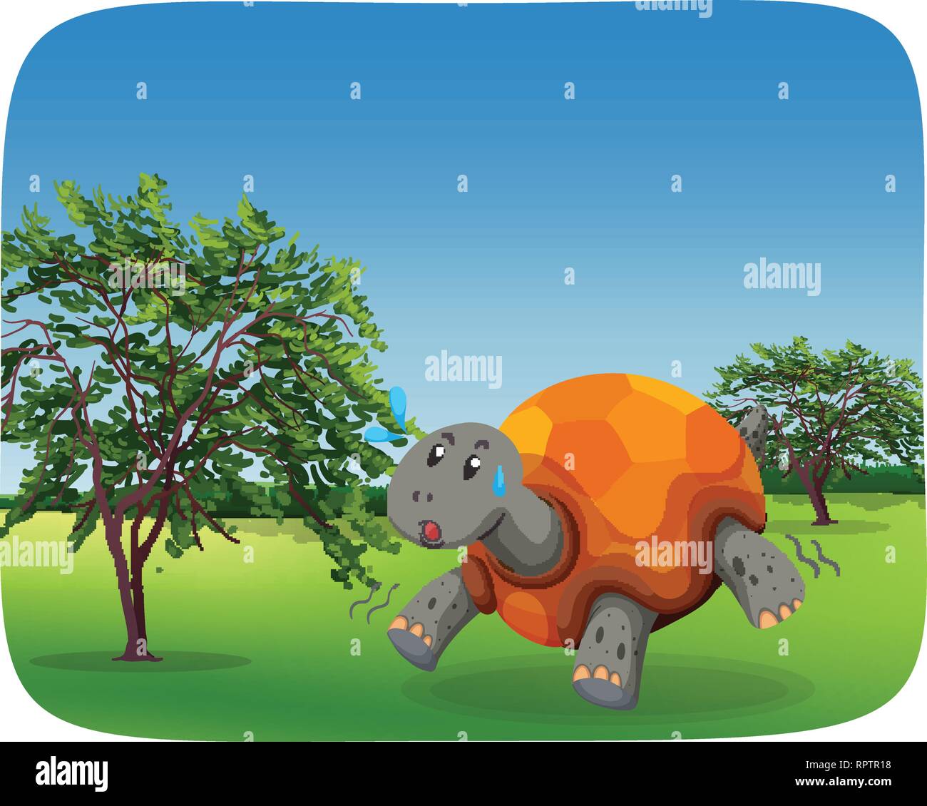 Running turtle in nature scene illustration Stock Vector Image & Art ...