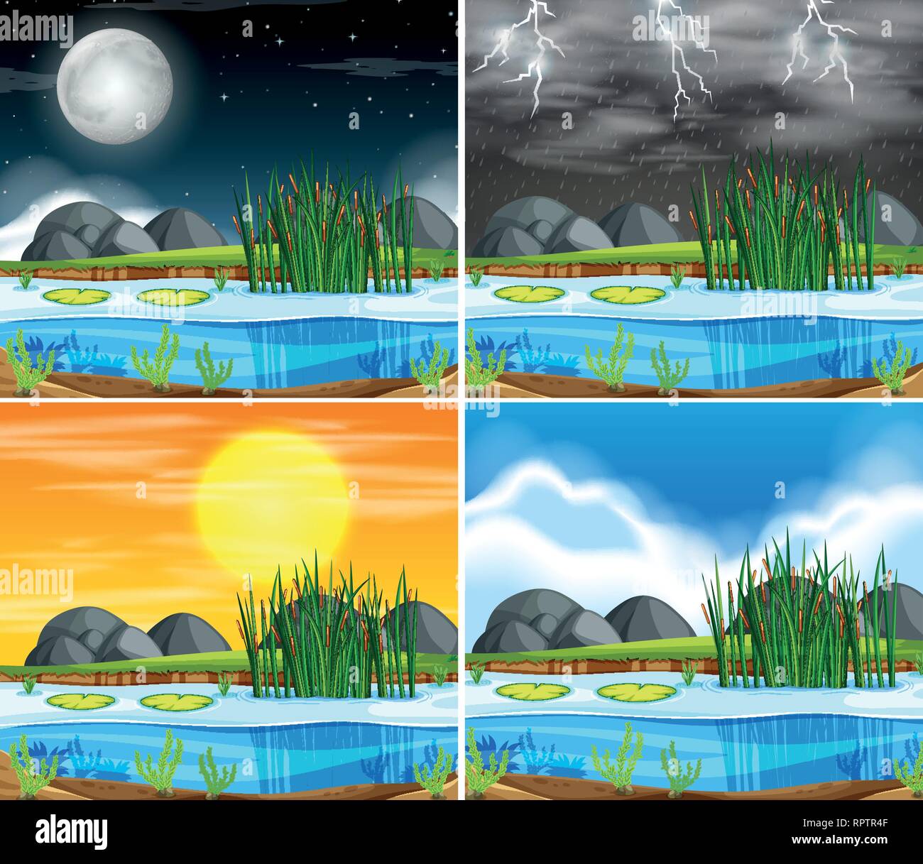Set of nature landscape illustration Stock Vector Image & Art - Alamy