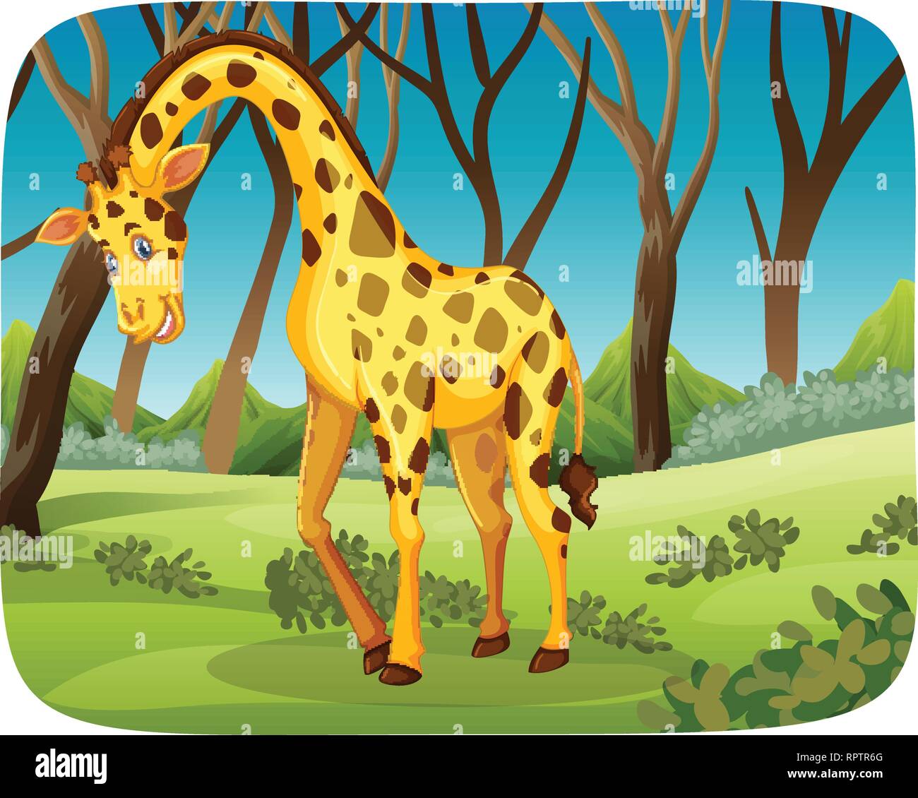 Happy giraffe in nature scene illustration Stock Vector Image & Art - Alamy