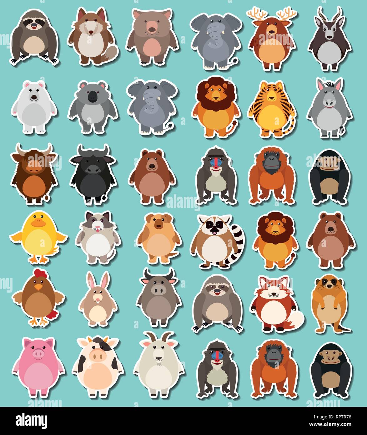 Mega sticker pack of animals illustration Stock Vector Image & Art - Alamy