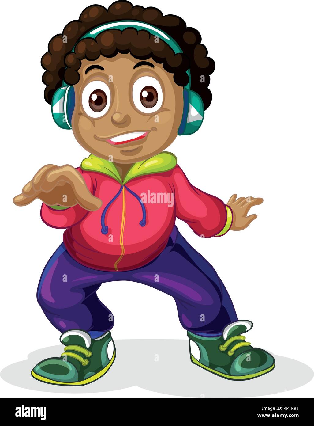 Children Listening To Music Cartoon